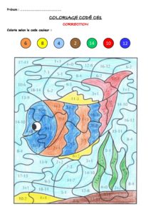 Maths CE1 – Coloriage magique additions soustractions_Correction ...