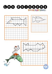 Maths CE2 – Reproduction quadrillage poissons – Bazoges-en-Pareds