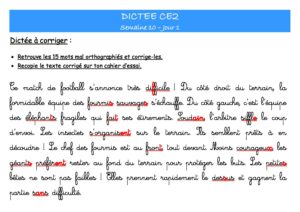 Dictée CE2 à corriger – Semaine 10_Jour 1_Correction – Bazoges-en-Pareds