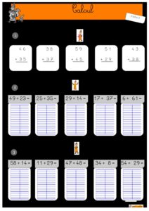 Maths CP – Additions posées avec retenues – Bazoges-en-Pareds